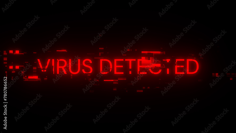 Virus detected text with screen effects of technological glitches Stock ...