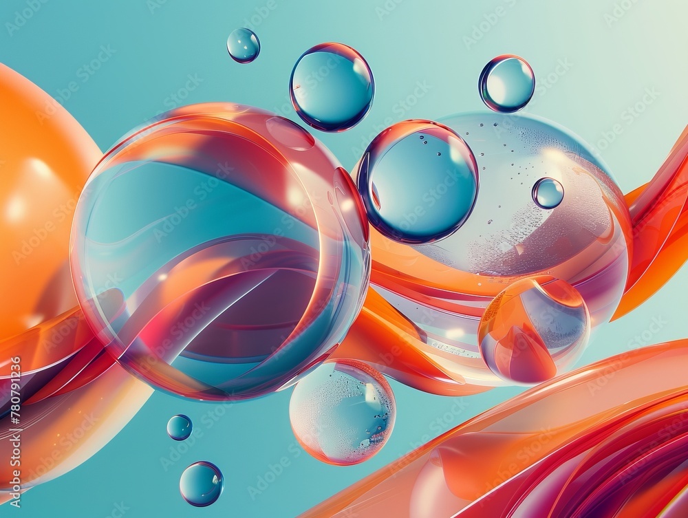 Show dynamic shapes and colors floating freely Enhance the futuristic ...