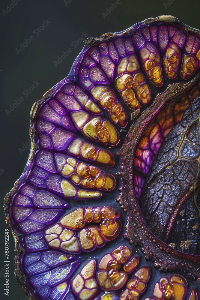 Macro photography of the cross section of a vascular plant, revealing ...