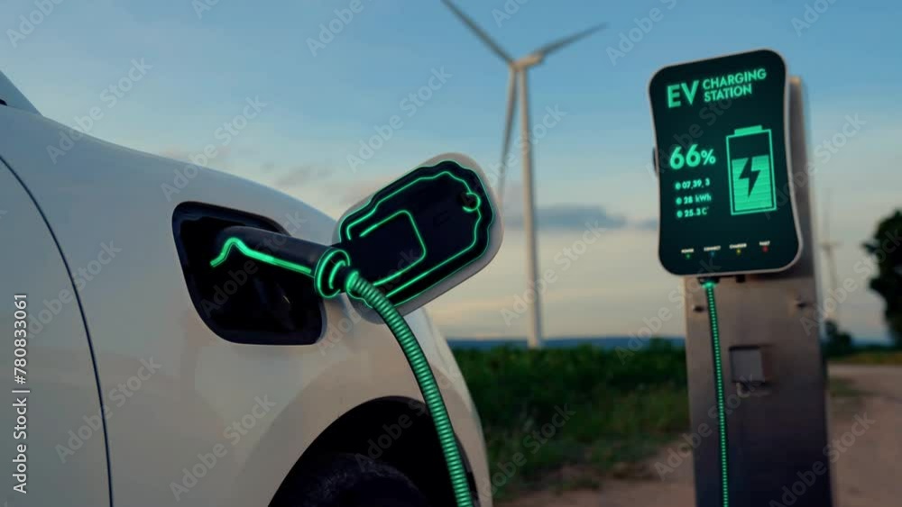 Electric car recharging energy from charging station by smart EV ...