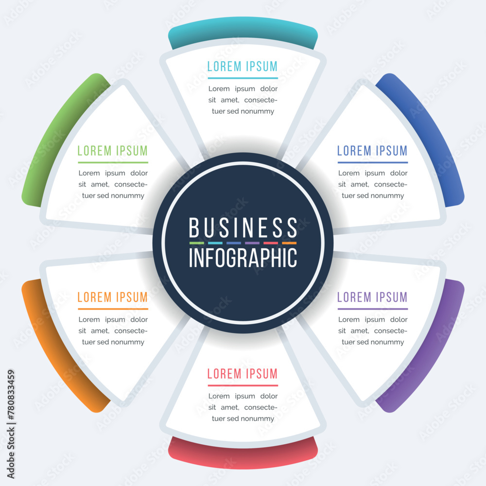 Business Infographic 6 Steps, objects, elements or options infographics ...
