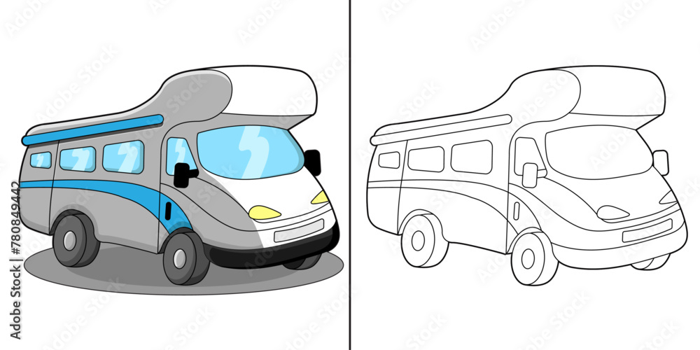 Motorhome, mobile home or campervan coloring page for kids also use as ...