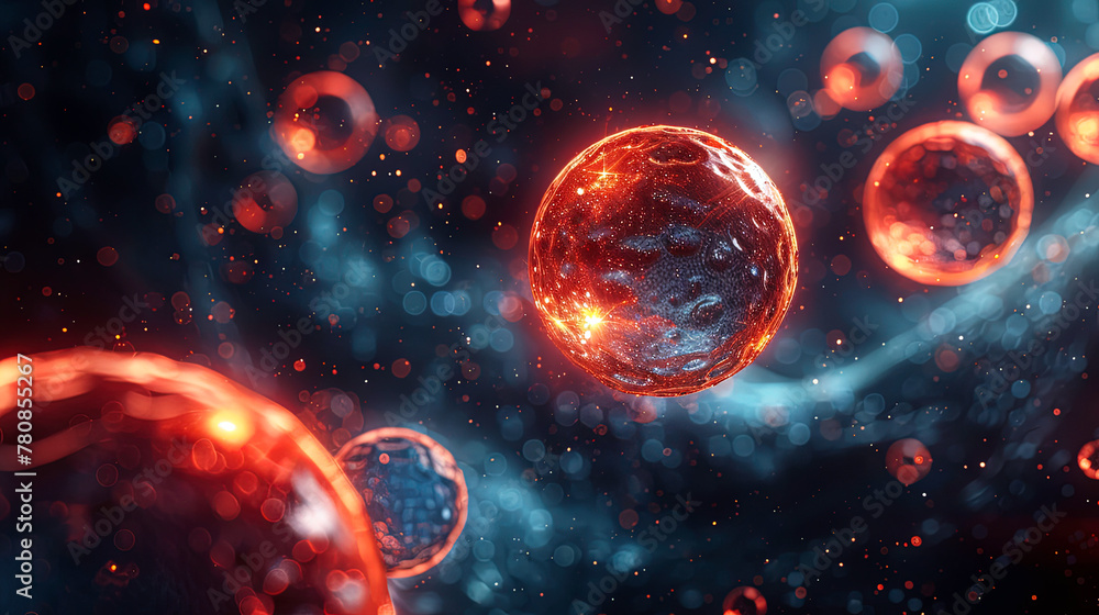 Virus cells medical pharmaceutical research with blood cells and ...