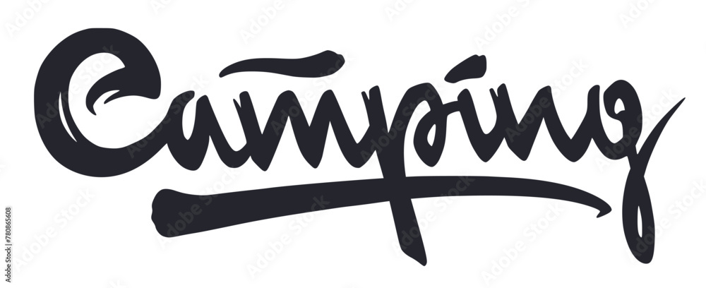 Stylish and creative camping handwritten typography design with ...