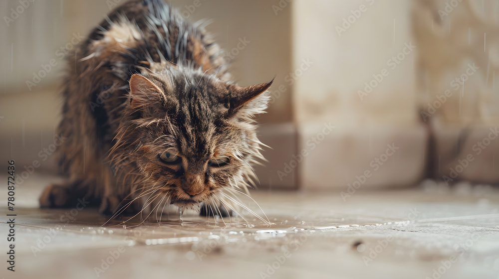 Vomiting Cat: An Unsettling Depiction of Feline Health Struggles Stock ...