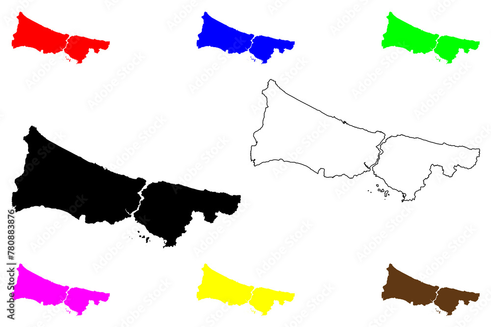 Istanbul (Provinces of the Republic of Turkey) map vector illustration ...