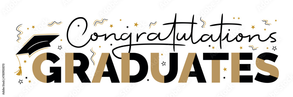Congratulations graduates banner concept. Congrats graduates text with ...