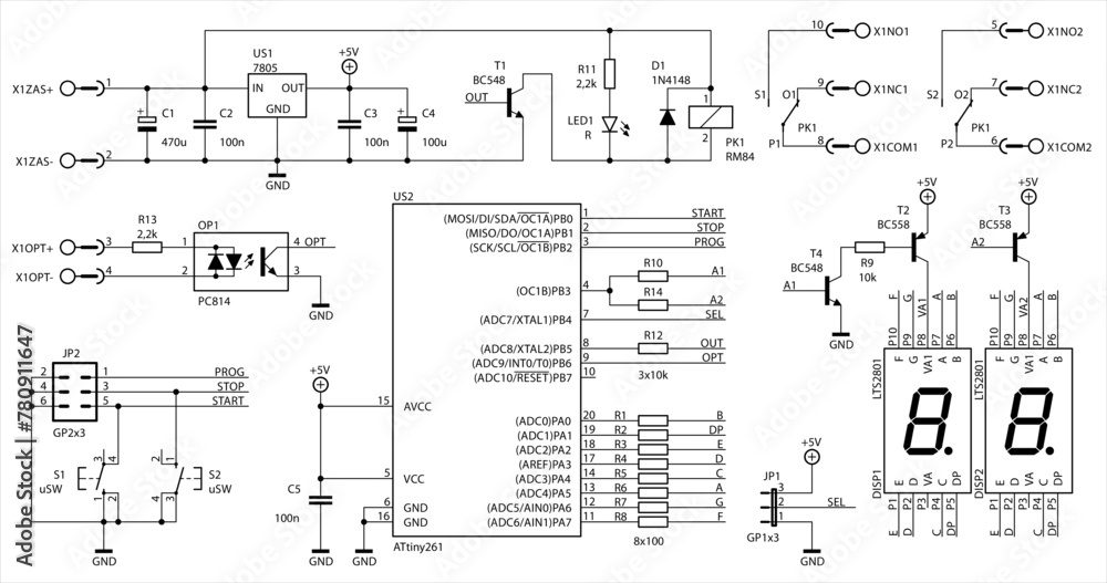 Schematic diagram of electronic device. Vector drawing electrical ...