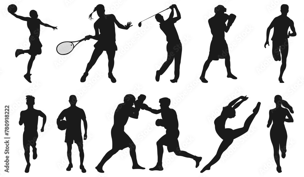 Sport. Silhouettes of athletes of different sports. Vector illustration ...