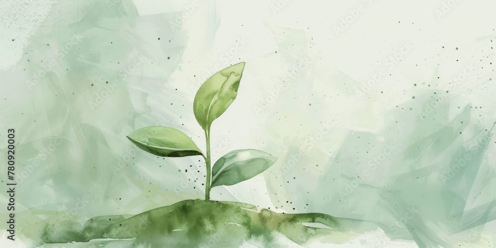 Artistic watercolor painting of a sapling symbolizing growth from ...