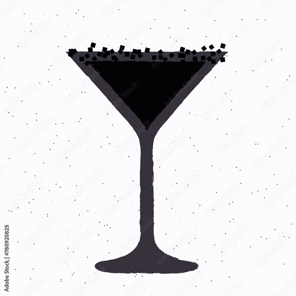 Black cocktail with sugar. Dark cocktail in martini glass. Cocktail ...