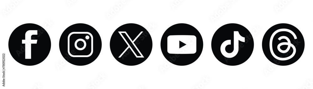 new social media logo icons , X and threads Stock Vector | Adobe Stock