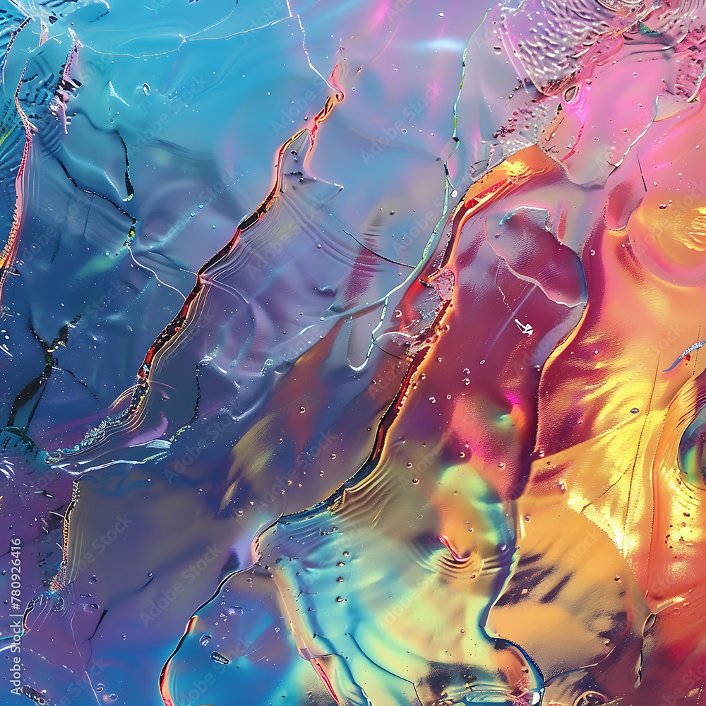 Holographic rainbow liquid metallic color texture, iridescent vibrant ...