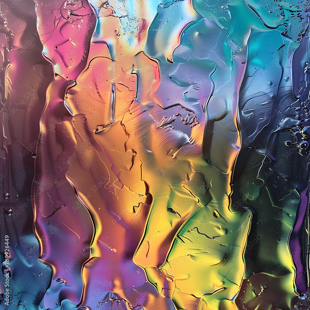 Holographic rainbow liquid metallic color texture, iridescent vibrant ...