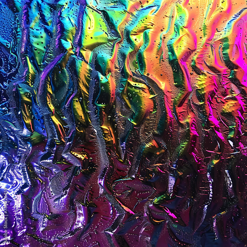 Holographic rainbow liquid metallic color texture, iridescent vibrant ...