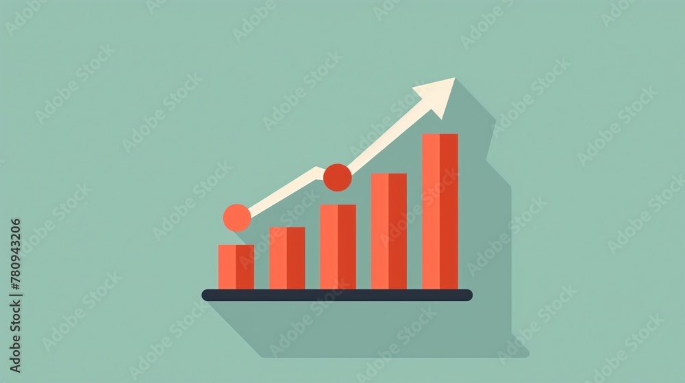 Red Progress Bar Chart with White Arrow: Pastel Green Background with ...