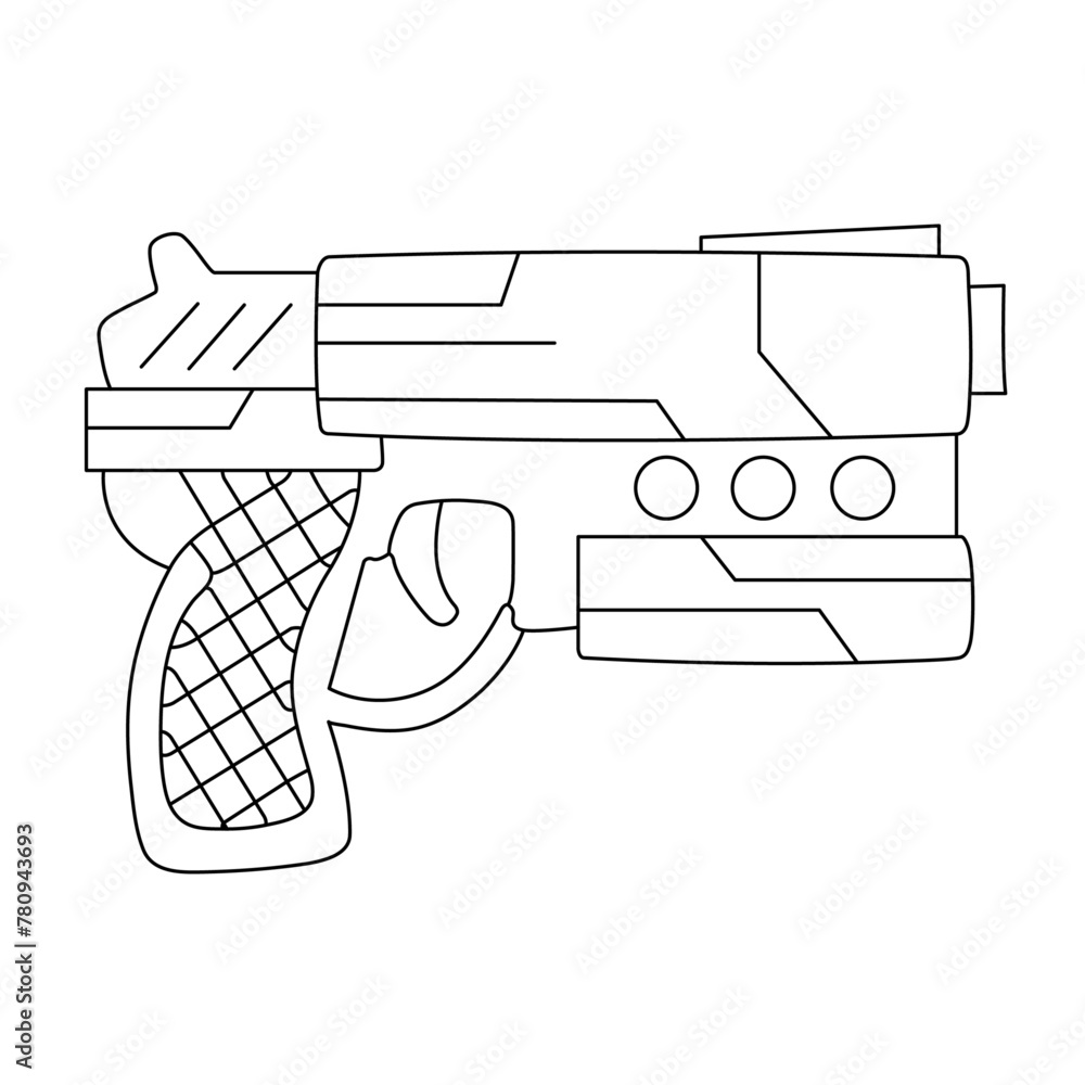 Gun Coloring Page. Firearm Vector Illustration. Isolated Revolver On ...