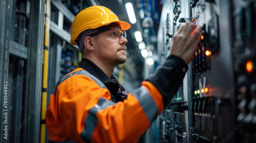 Foto de Professional electrical engineer with safety helmet and ...