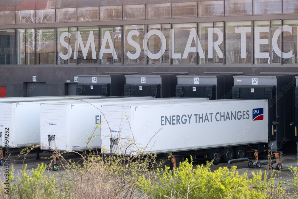 SMA company's building, logo SMA Solar Technology AG, global ...