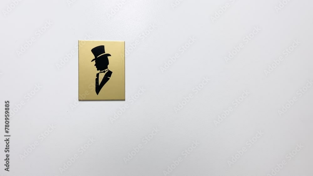 Men's Public Restroom Entrance Sign - White Door with Iconic Gentleman ...