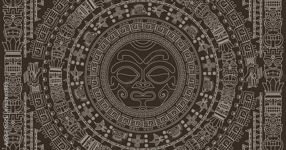Ancient Mayan Calendar. Abstract design with an ancient Mayan ornament ...
