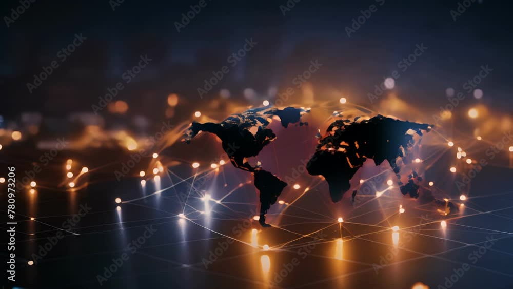 Logistics delivery, World map with logistic network distribution on ...