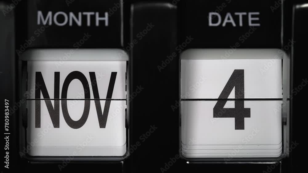 retro flip calendar with a date change from the third of November to ...
