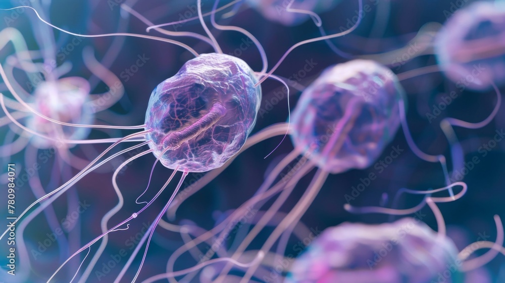 A microscopic image of Giardia lamblia a that causes the intestinal ...