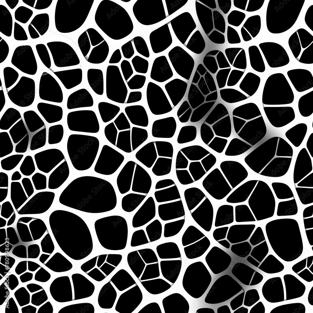 Abstract black and white seamless pattern, repeating pattern. voronoi ...