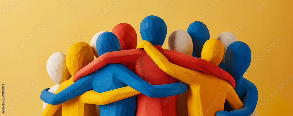 People men women hugging emotional support group friendship colorful ...