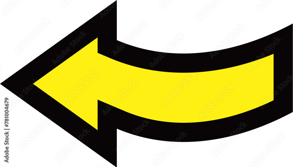 Yellow arrow with black outline pointing to the left Stock Vector ...