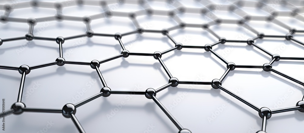 Graphene molecular structure shown in detail on a pure white background ...