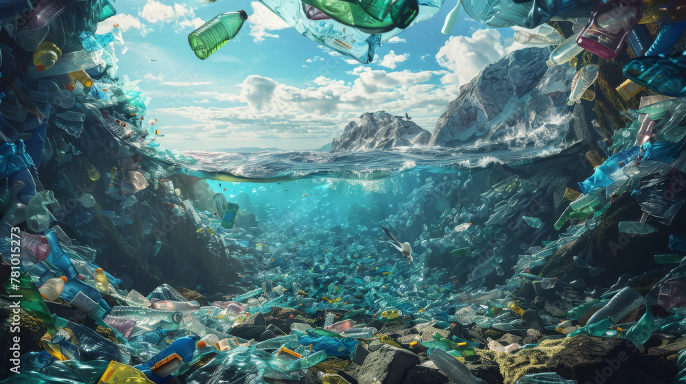 Concept art of a world wrapped in plastic, oceans and landscapes ...