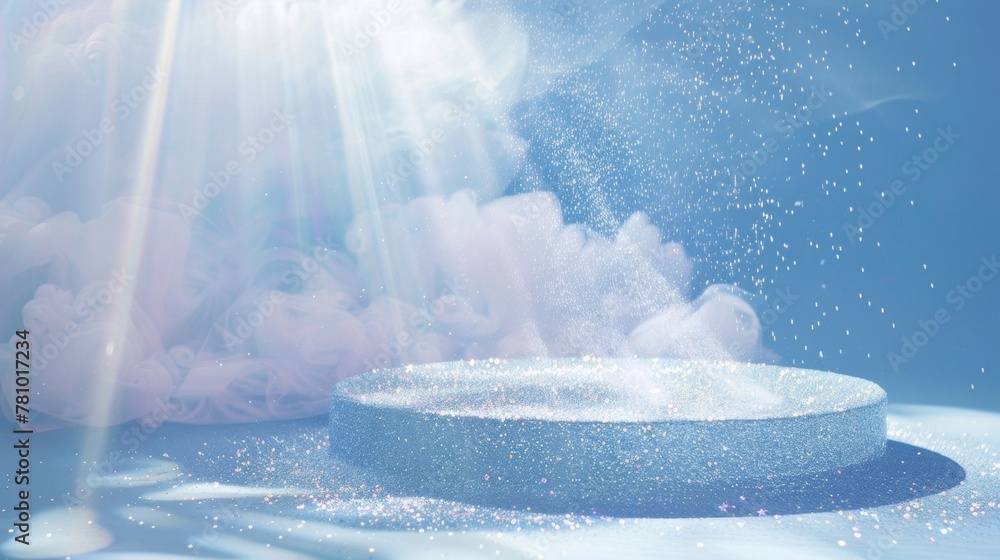 An ethereal sky blue backdrop dusted with iridescent glitter capturing ...