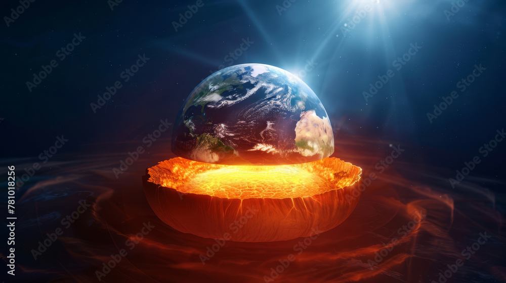 Graphic showing the Earth's core overheating, symbolizing the unchecked ...