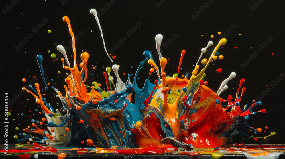 High-speed capture of colorful paint splashes colliding mid-air ...