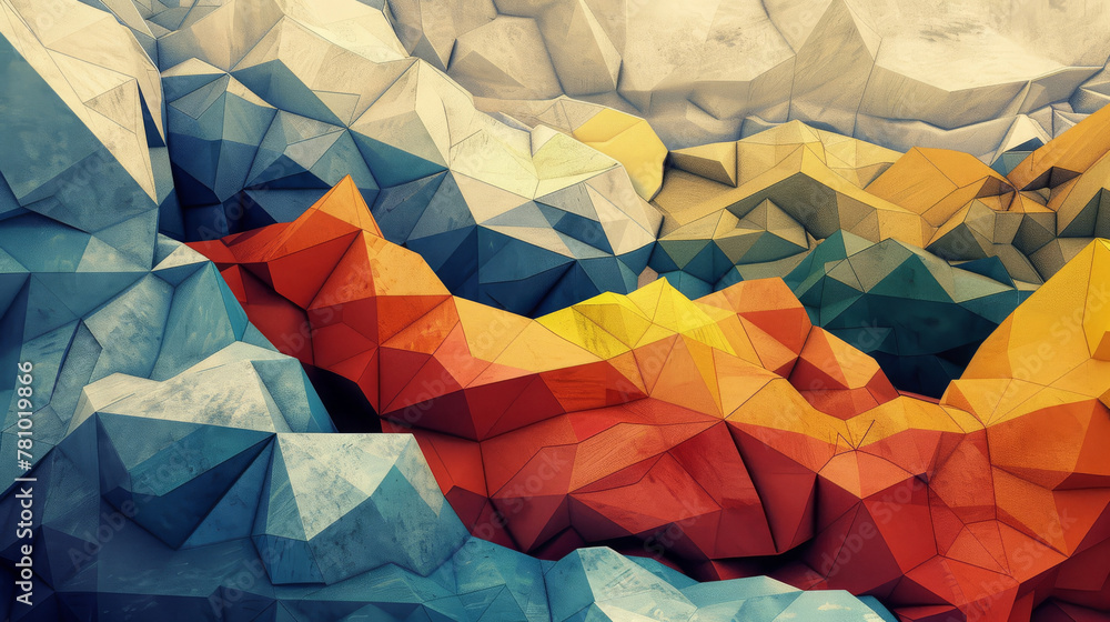Low poly quilt, with textured polygons creating a cozy and inviting ...
