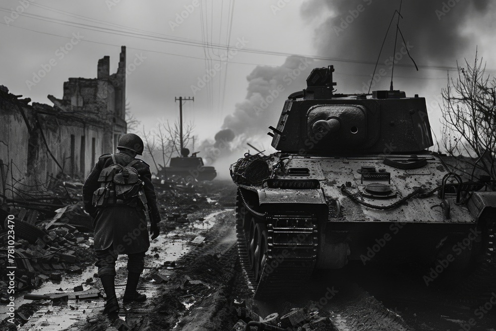 Reflecting suffering and grief, representation of devastation and ...