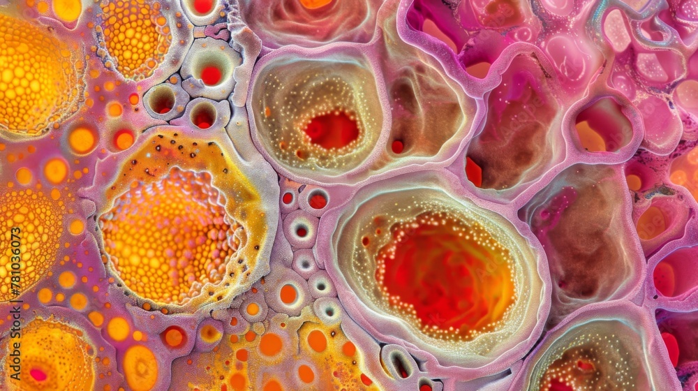 A microscopic view of a crosssection of an intestinal villus revealing ...