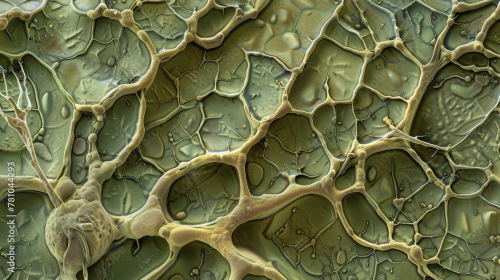 A scanning electron microscope image of a plant roots epidermal cells ...