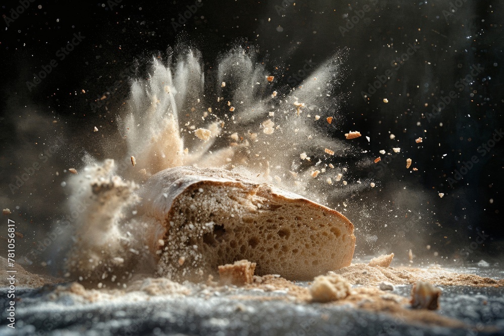 Breaking bread, with the glass-like crust shattering to reveal the soft ...