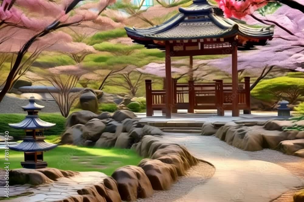 animation, motion effect, animation, motion effect, Japanese garden ...