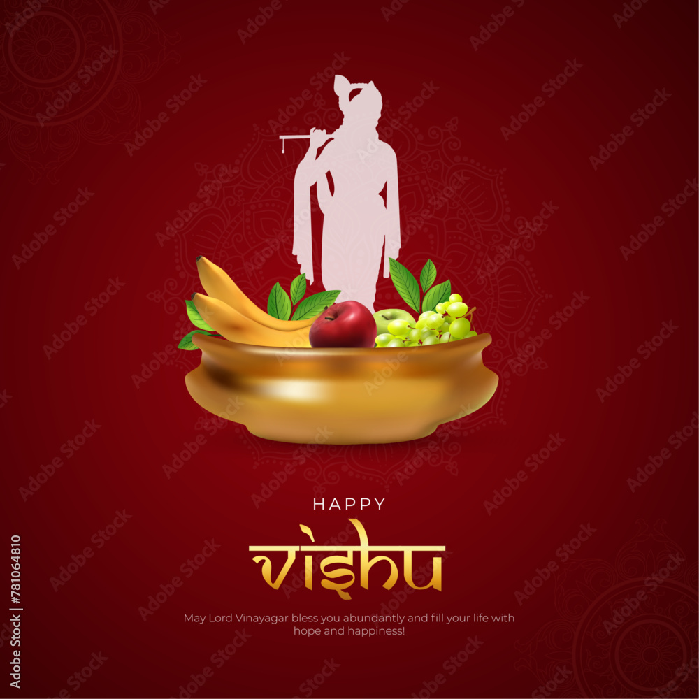 Happy Vishu Greeting Card and Post Design. Kerela Festival Vishu ...
