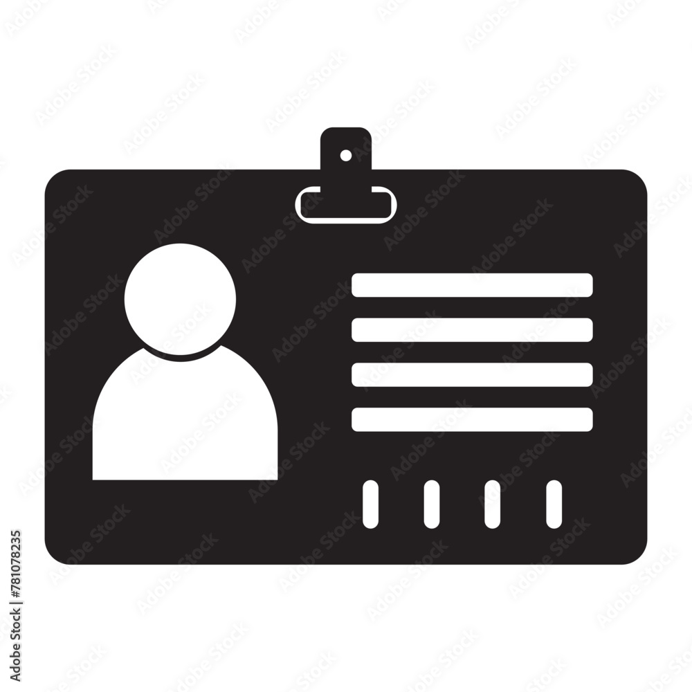ID Card Icon Black | Driver's License Illustration | ID Badge Symbol ...