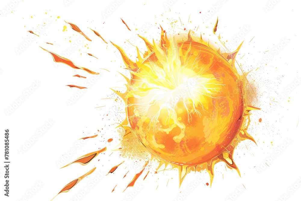 Realistic illustration of a solar flare erupting from the surface of ...