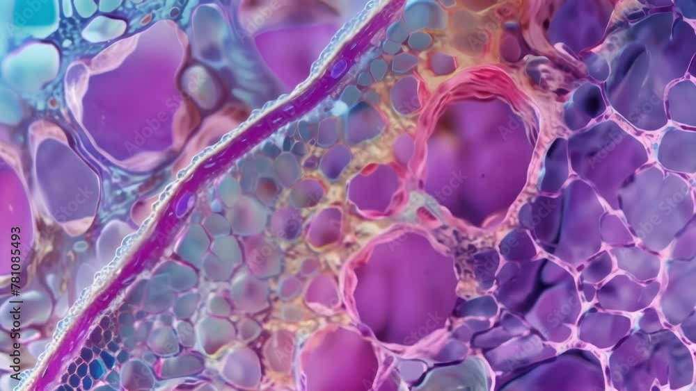 An image of a cross section of a mouse lung tissue showing a complex ...