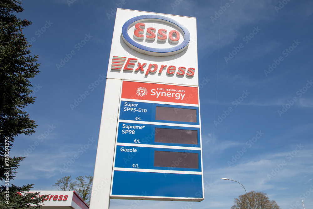 Esso logo gas service station sign fuel Express text with fuel prices ...