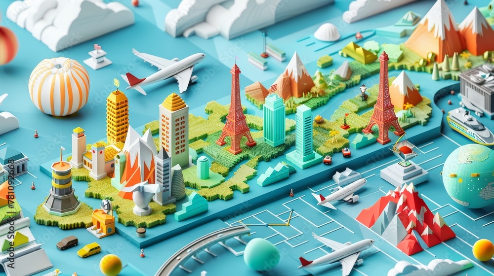 Travel and Tourism: A 3D vector graphic illustrating the growth of the ...