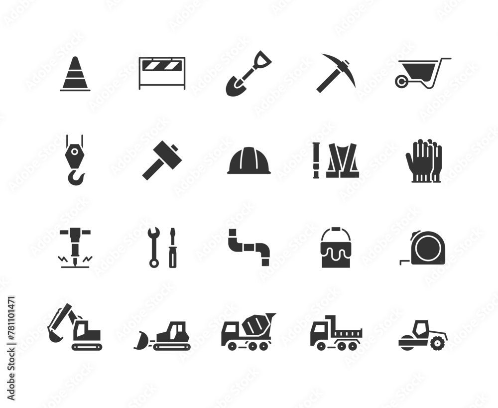 工事関係のモノクロアイコンセット Stock Vector | Adobe Stock