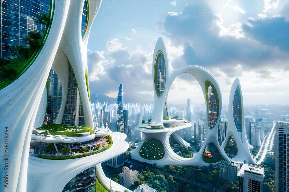City of the Future. Generated Image. A digital rendering of a future ...
